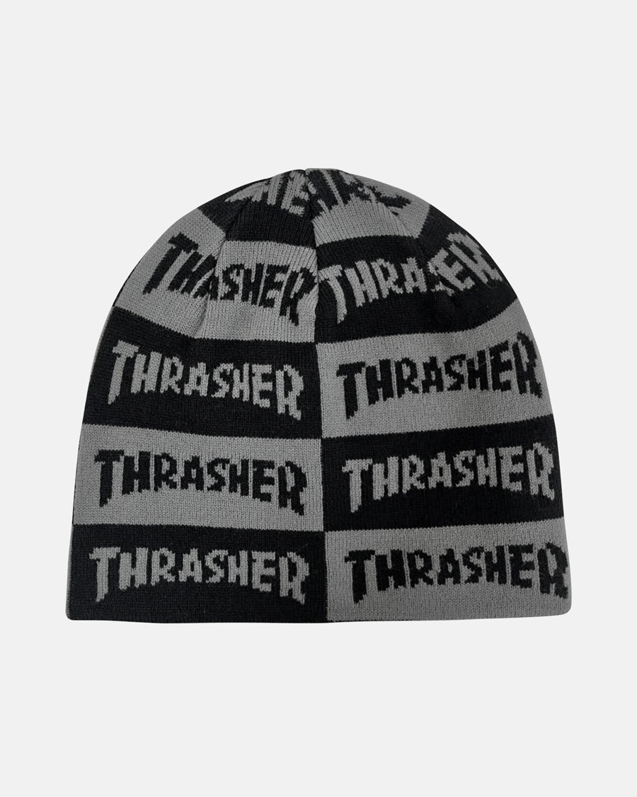 MAG CHECKERED - SKULLY BEANIE - BLACK/GREY – Thrasher Magazine