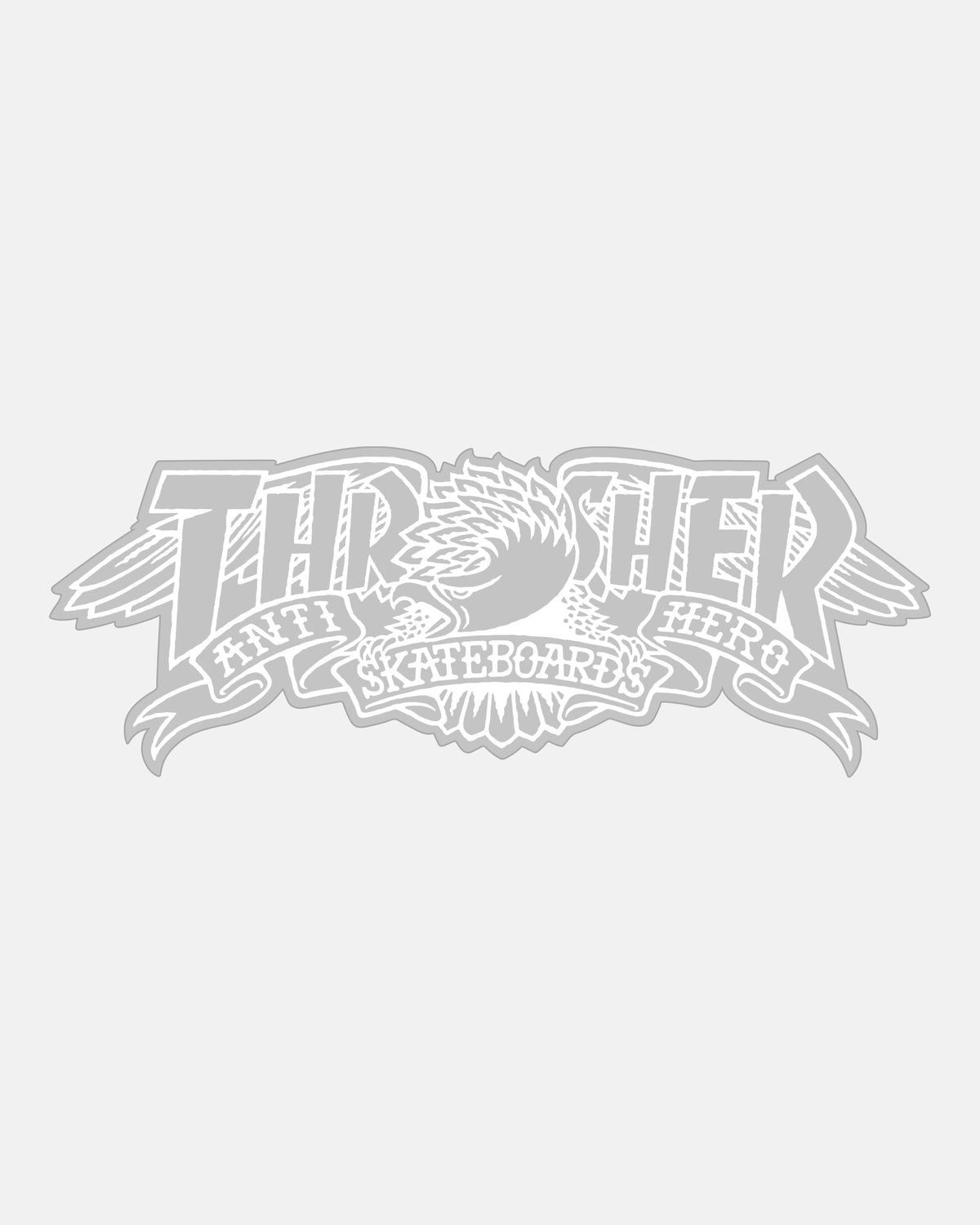 Thrasher X Antihero: MAG BANNER - STICKER - WHITE – Thrasher Magazine