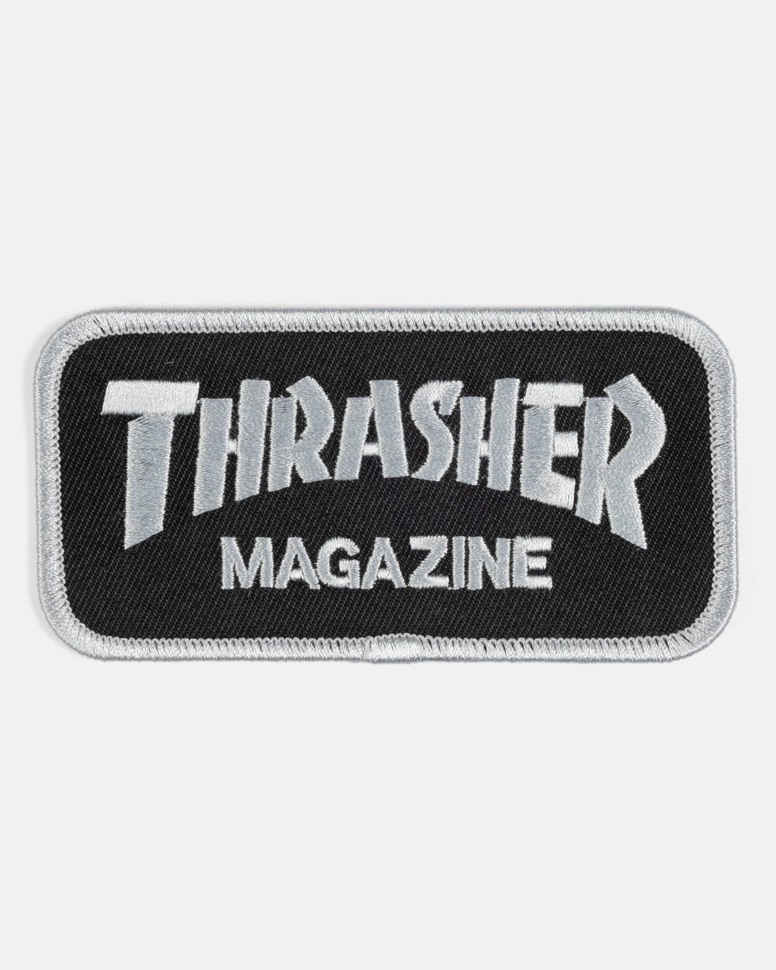 THRASHER MAGAZINE LOGO PATCH-BLACK & GREY – Thrasher Magazine