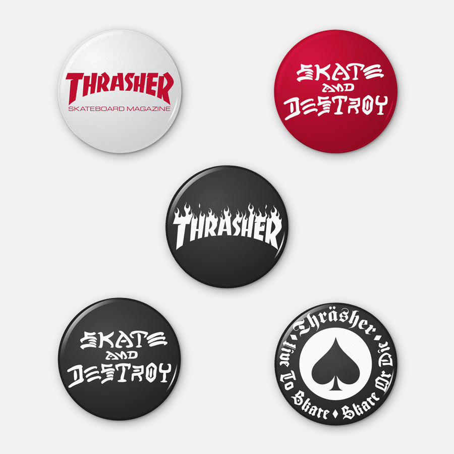 LOGO BUTTONS - 5 PACK – Thrasher Magazine